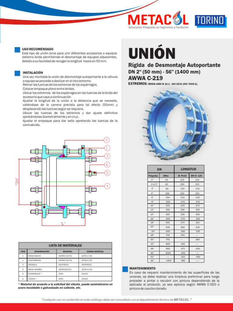 F.T. Union Rigida de Desmontaje Autoportante | PDF