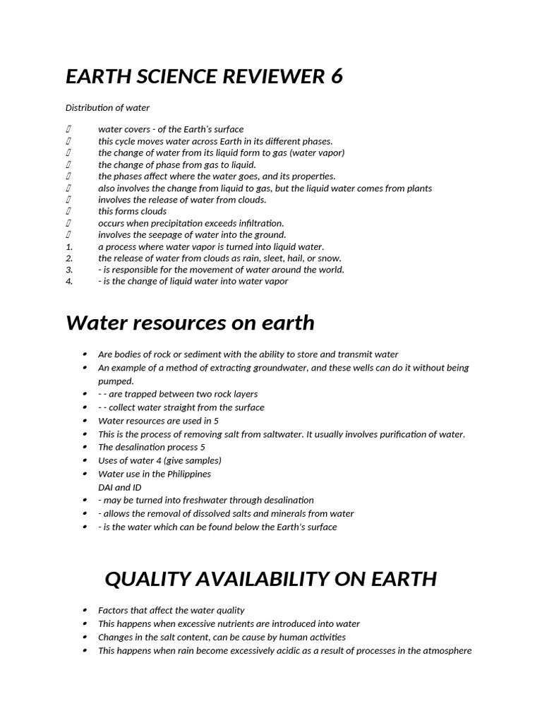 EARTH SCIENCE | PDF | Water | Groundwater