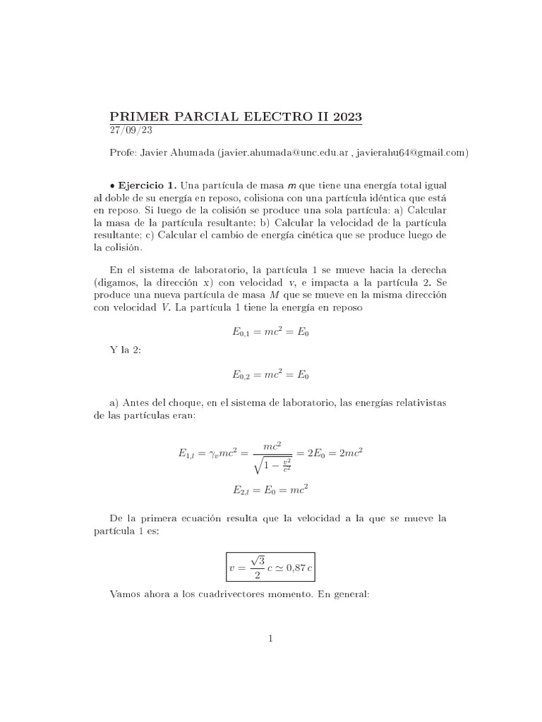 Ej1 1parcial ElectroII 2023 | PDF