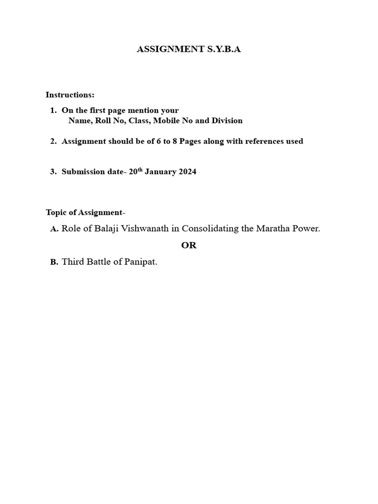 Assignment SYBA (4th Sem) | PDF