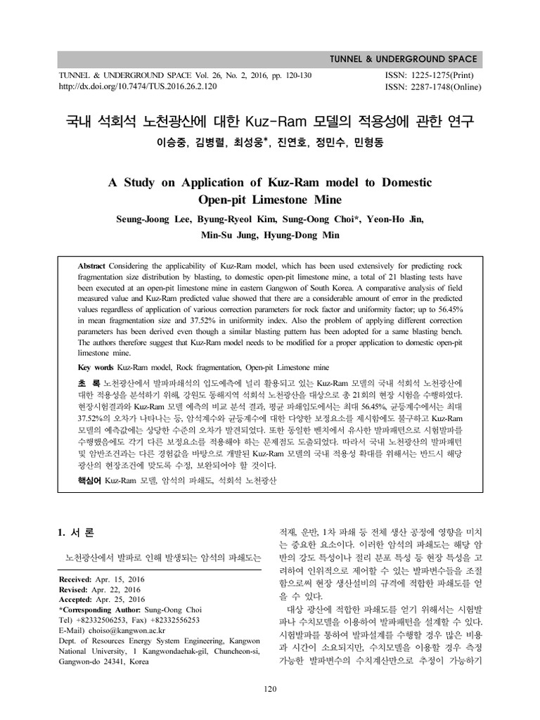 A Study On Application of Kuz-Ram Model To Domestic Open-Pit Limestone ...