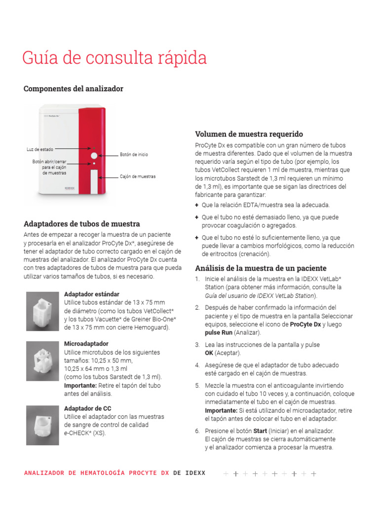 Procyte DX Quick Ref Guide Es | PDF | Blanqueador