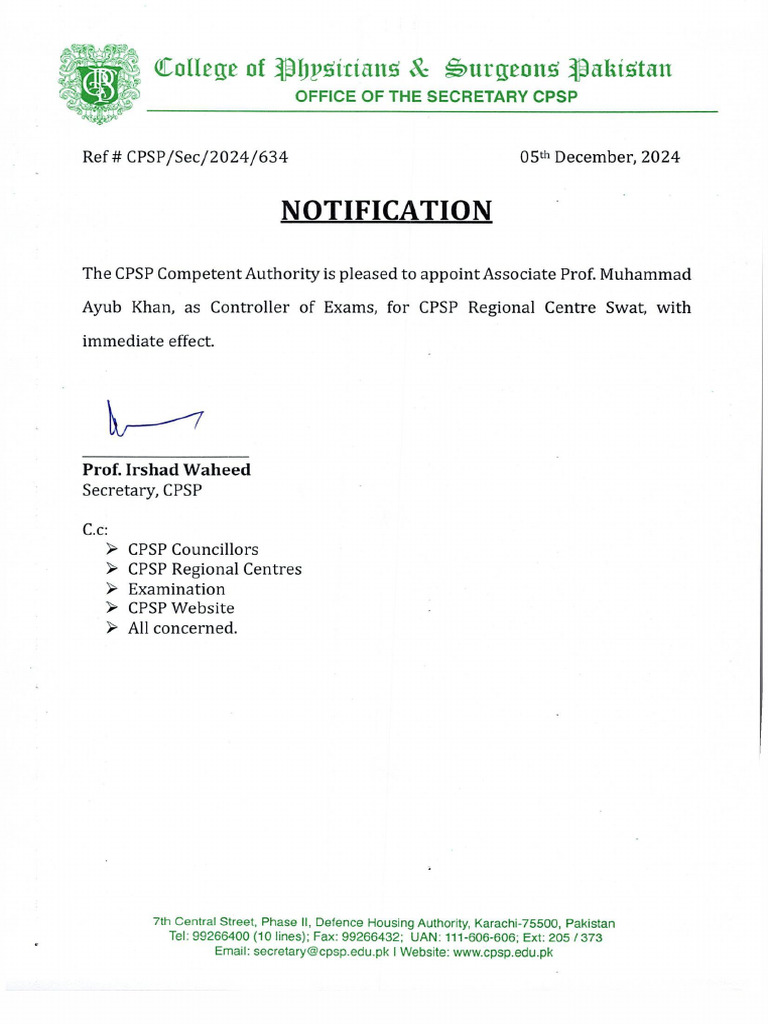 CPSP Notification 66910 | PDF