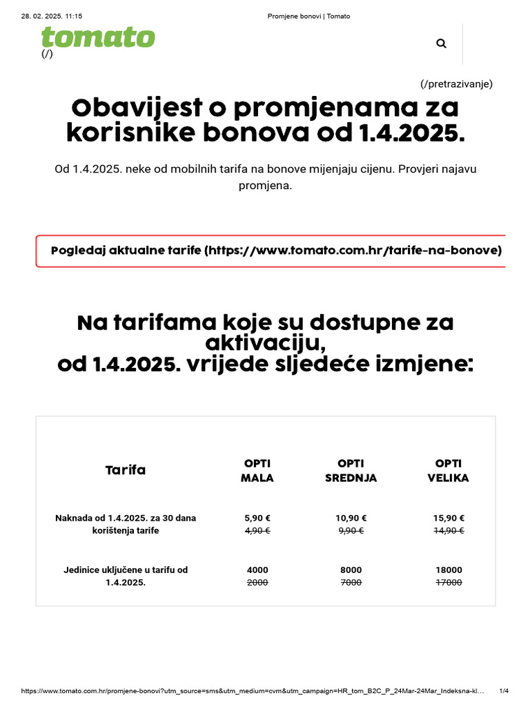 Promjene Bonovi - Tomato | PDF