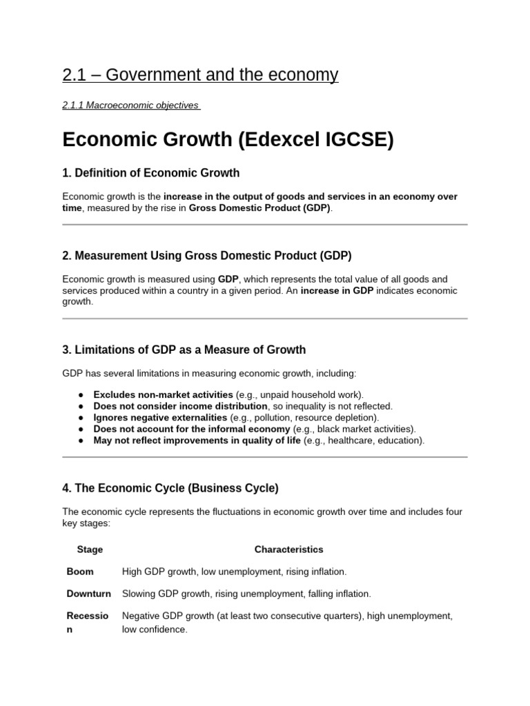 IGCSE Economics Notes (Macroeconomics) | PDF | Fiscal Policy | Taxes