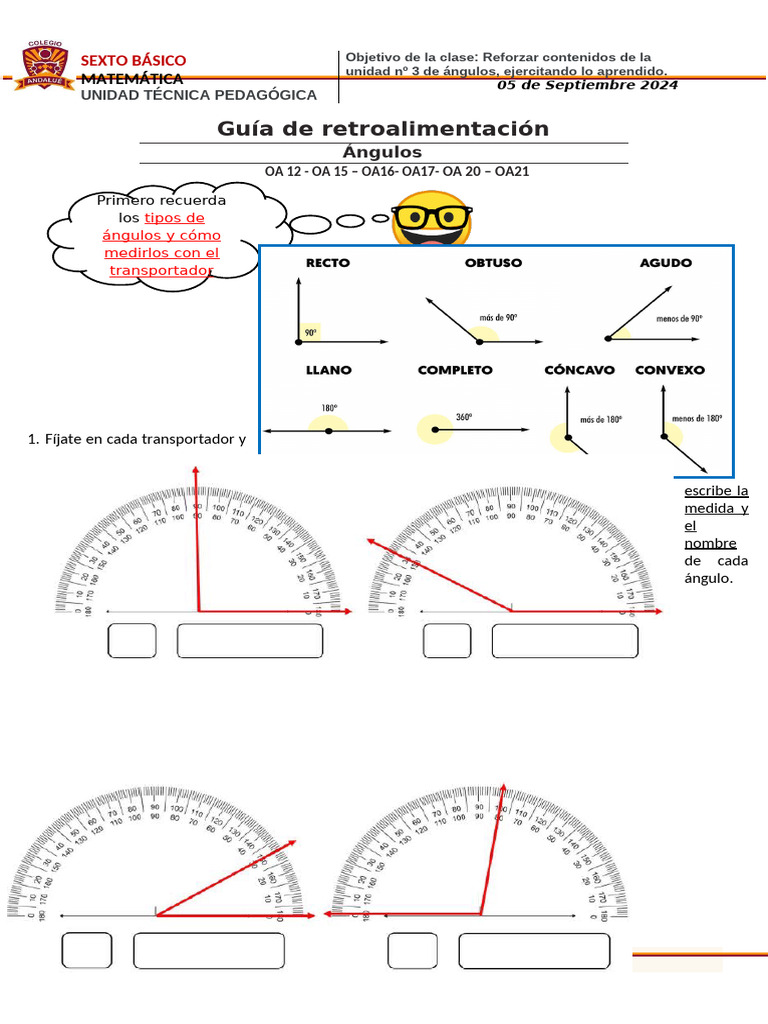 Guia de Matematica - Angulos 2 | PDF | Ángulo | Geometría triangular