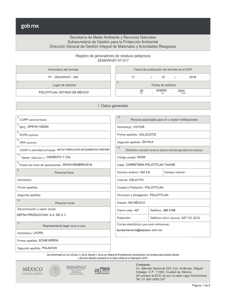 Ff-Semarnat-090 Semarnat-07-017 Editable | PDF | Residuos | Materiales