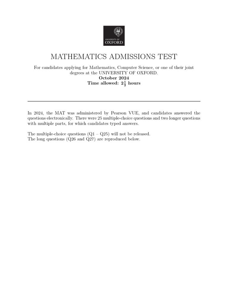 MAT 2024 Question Paper 2024 | PDF | Multiple Choice | Mathematics