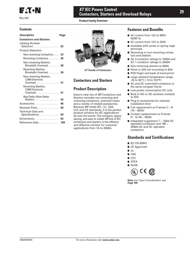 XT IEC Contactors and Starters Overview | PDF | Mains Electricity | Relay