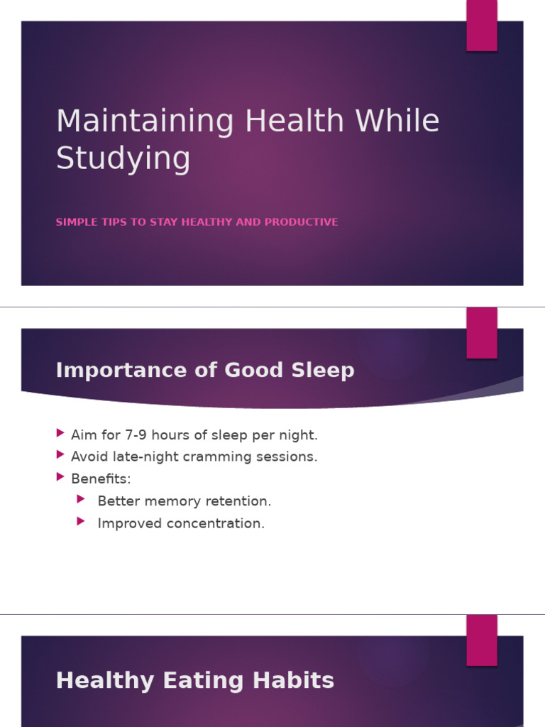 Maintaining Health While Studying | PDF