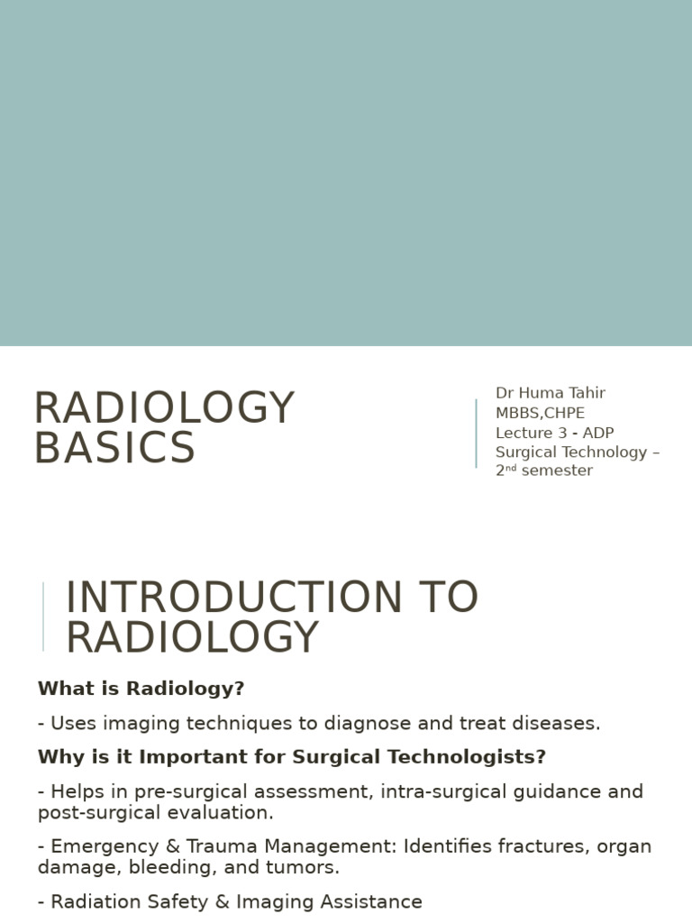 Radiology Basics for Surgical Technologists | PDF | Medical Imaging ...