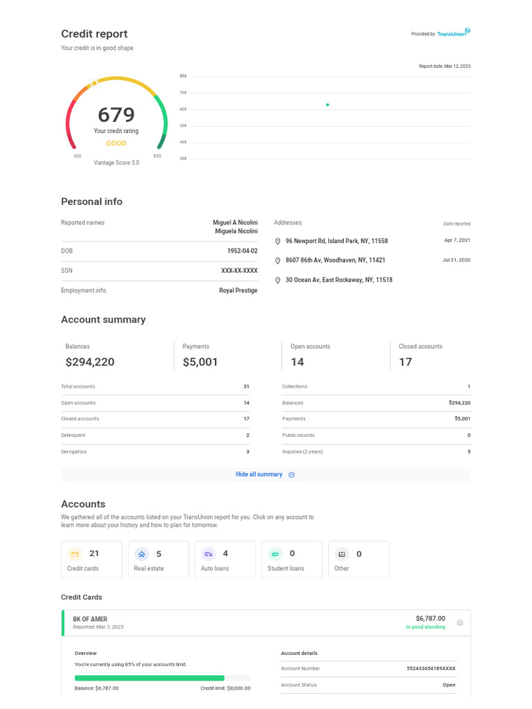 Credit Report | PDF | Repossession | Bankruptcy