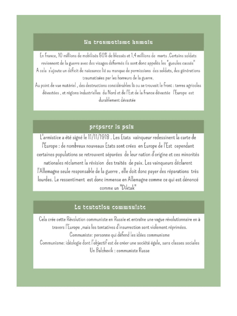 Fiche de Revision 1ere Guerre Mondiale | PDF
