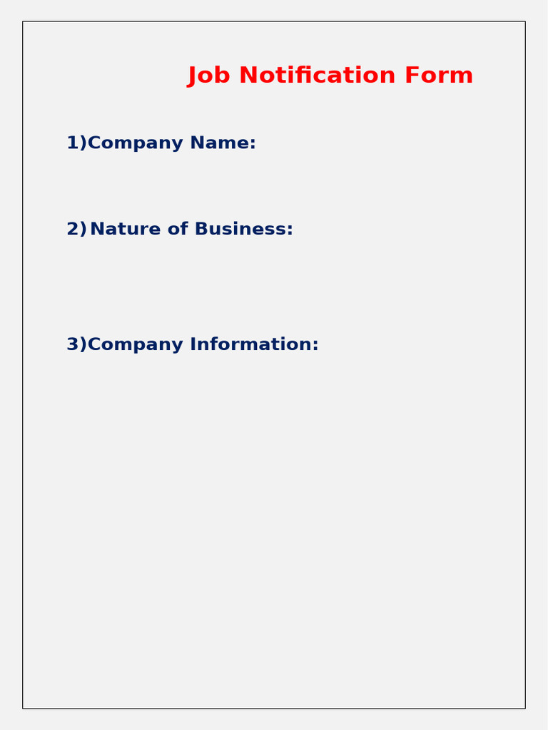 629683458 Job Notification Form | PDF
