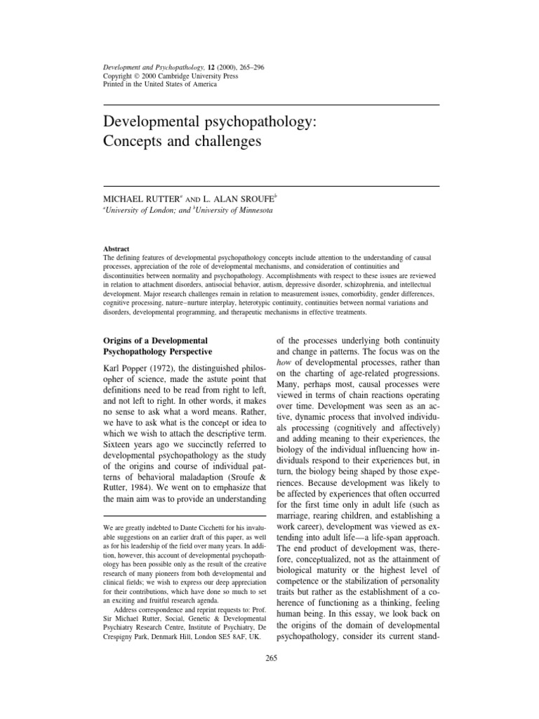 2000 SROUFE | PDF | Attachment Theory | Psychopathology