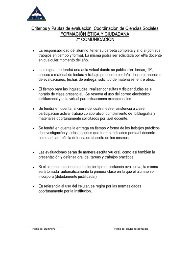 Criterios y Pautas de Evaluación de CIENCIAS SOCIALES 2025 | PDF