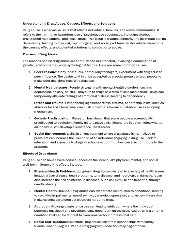 Understanding Drug Abuse | PDF | Substance Abuse | Mental Health