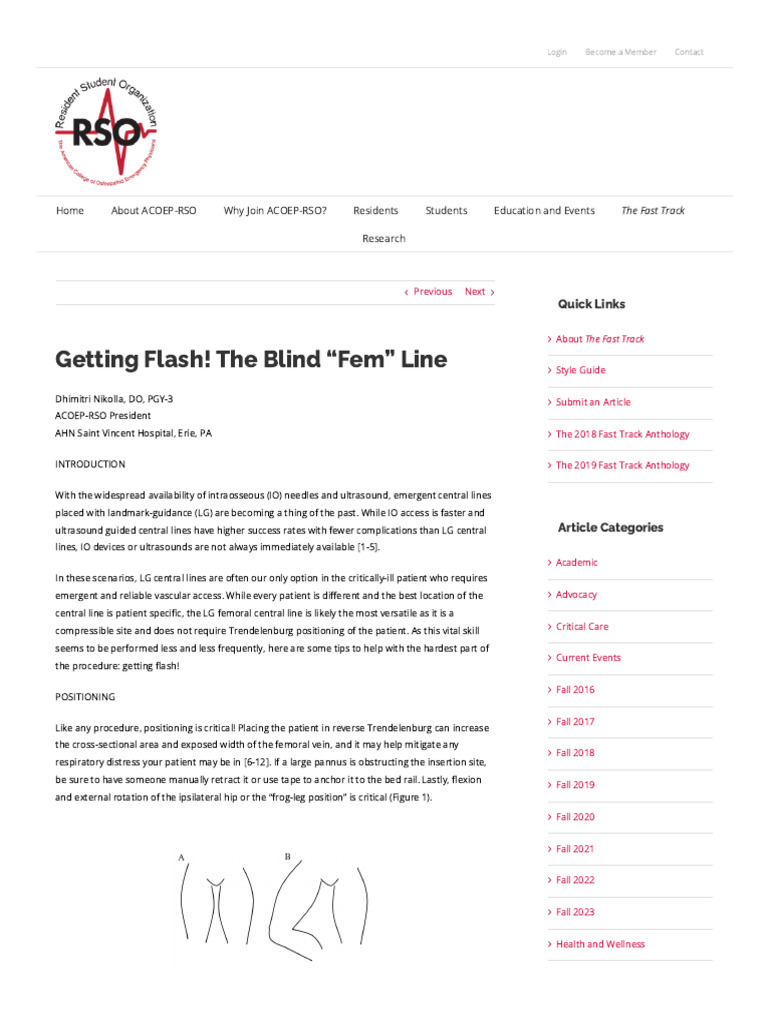 Getting Flash! The Blind "Fem" Line - ACOEP RSO | PDF | Hip | Vein