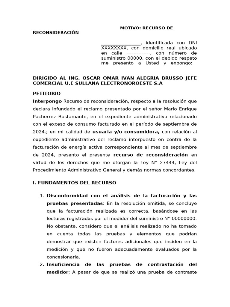 RECURSO DE RECONSIDERACIÓN - | PDF