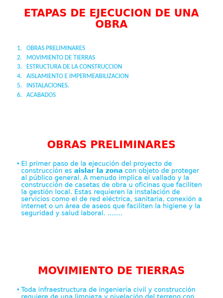 Etapas de Ejecucion de Una Obra | PDF | Fundación (Ingeniería) | Ingeniero civil