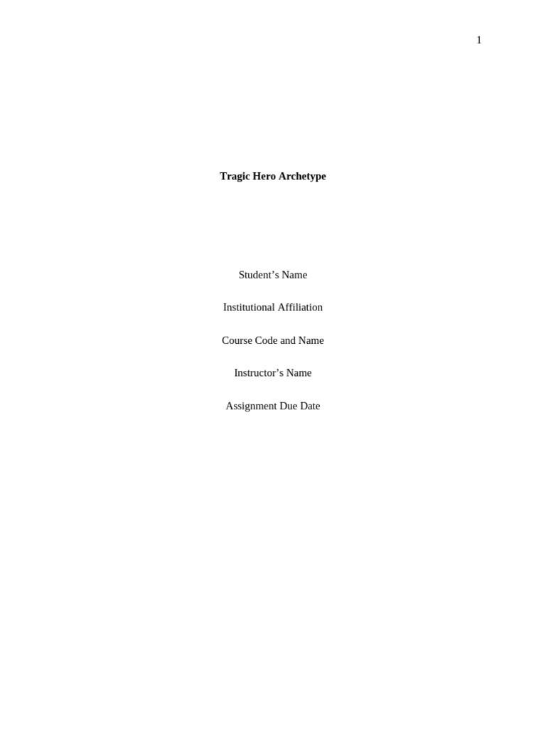 Tragic Hero Archetype | PDF