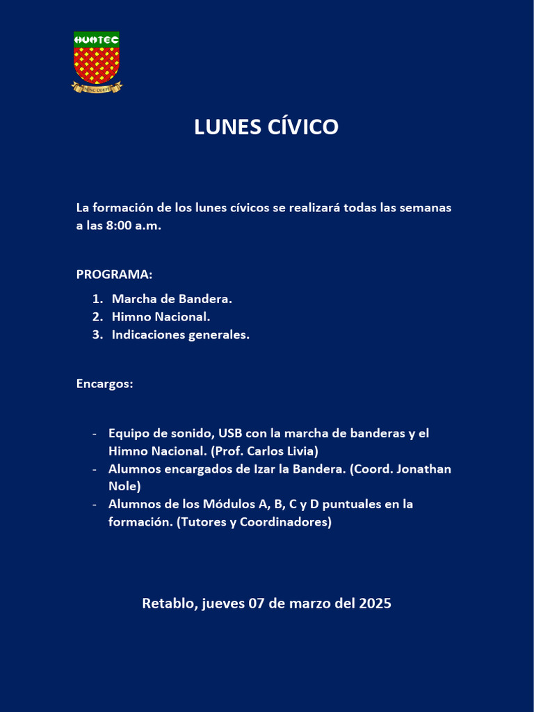 LUNES C´VICO 2025 | PDF