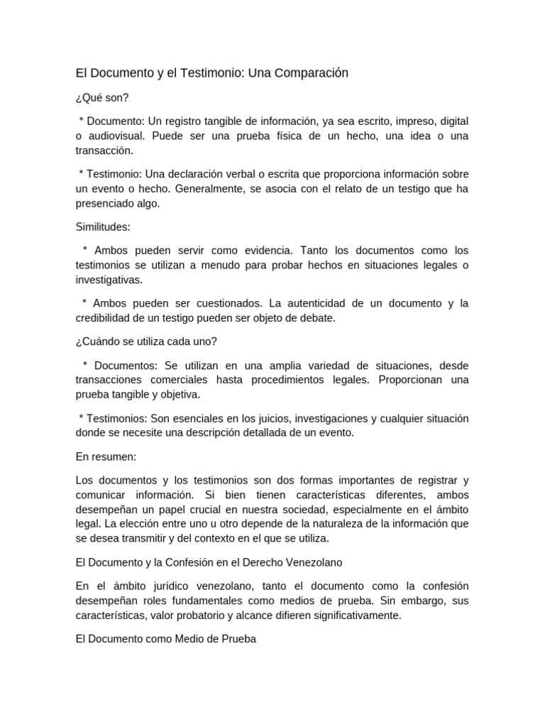 El Documento y El Testimonio | PDF | Testimonio | Testigo