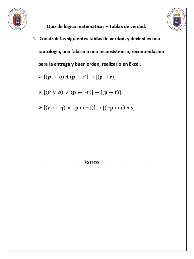 Tablas de Verdad en Lógica Matemática | PDF