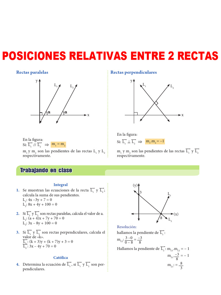 Posiciones-Relativas-entre-2-Rectas-Para-Cuarto-Grado-de-Secundaria | PDF | Pendiente | Formas ...