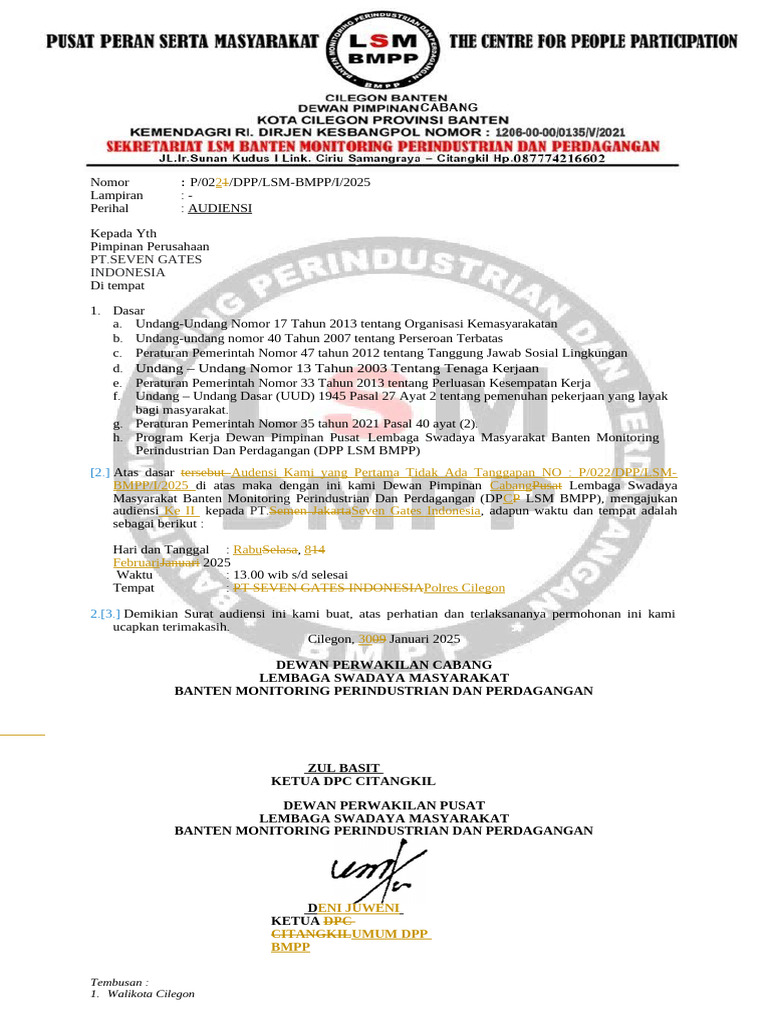 Audensi - PT SGI | PDF