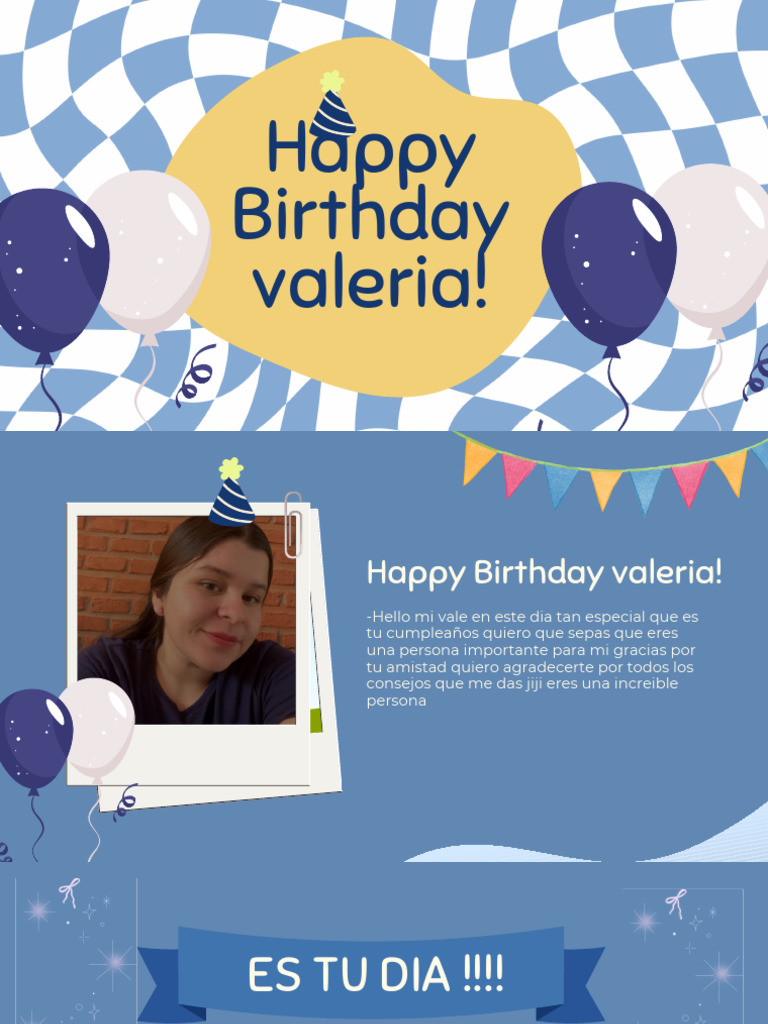 Feliz Cumpleaños, Mi Vale Valeria | PDF