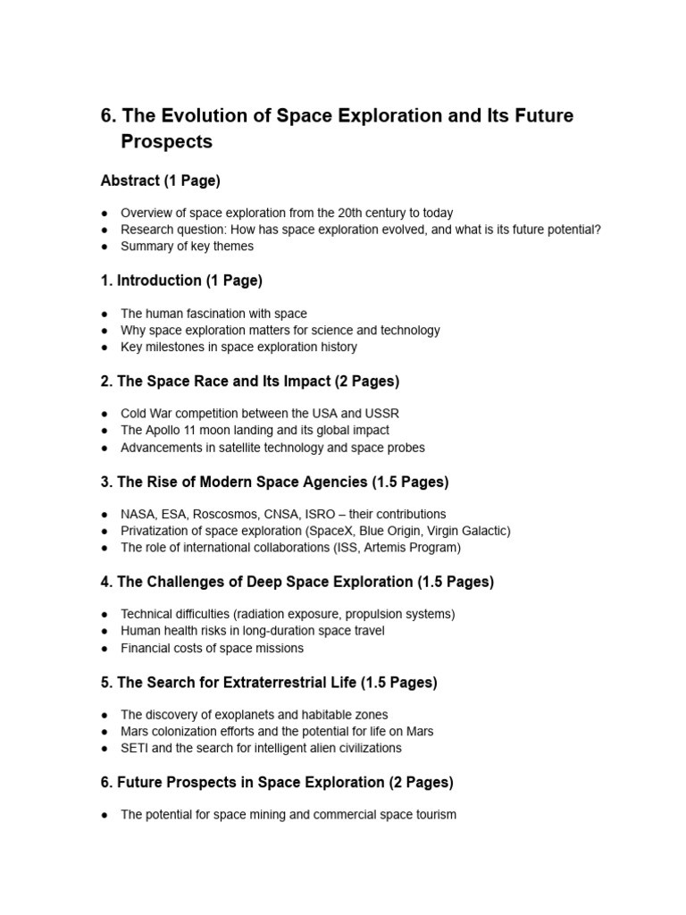 The Evolution of Space Exploration and Its Future Prospects | PDF