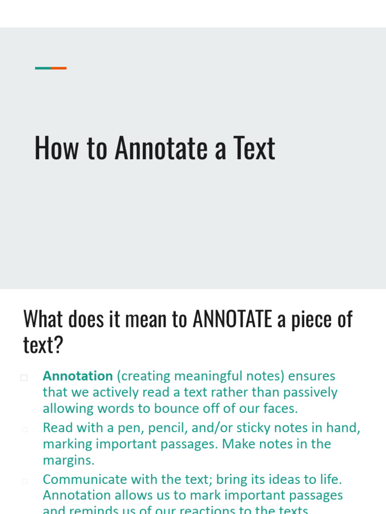 How To Annotate A Text Pptx Pdf Annotation Learning