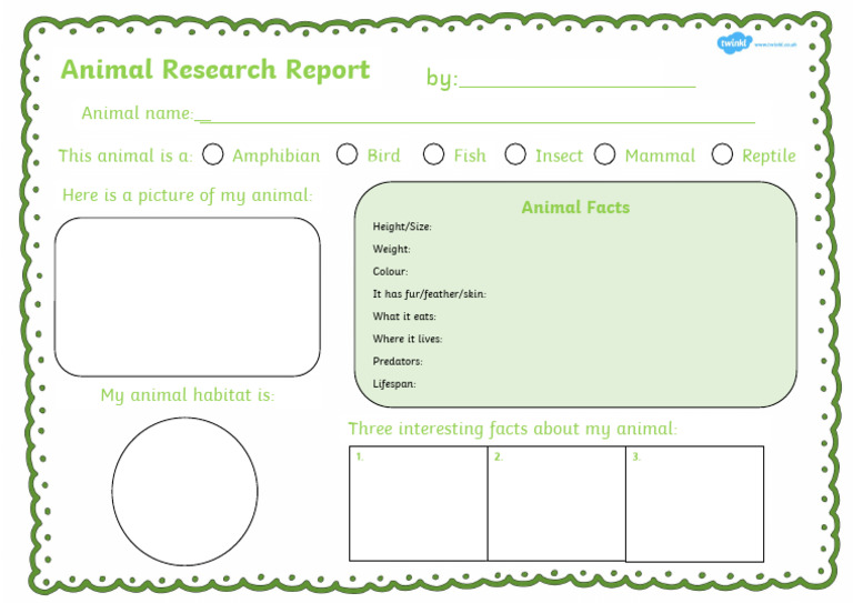 T T 17346b Animal Research Writing Frame Editable | PDF