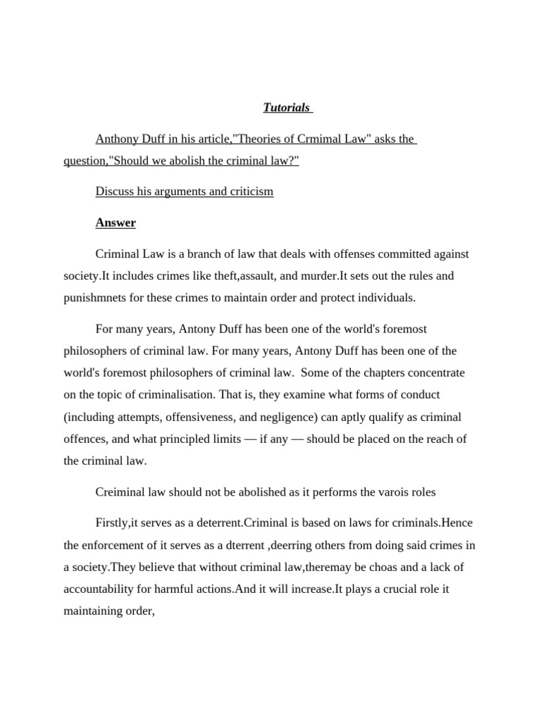Arguments Against Abolishing Criminal Law | PDF | Crimes | Crime & Violence