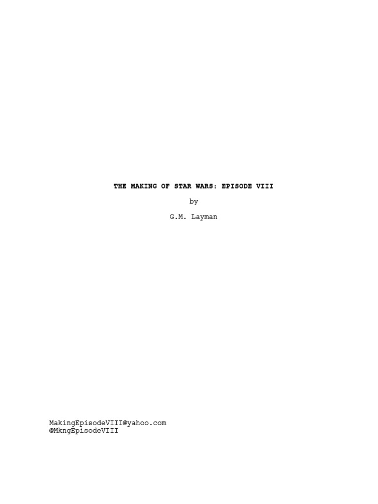The Making of Star Wars Episode VIII | PDF | Star Wars
