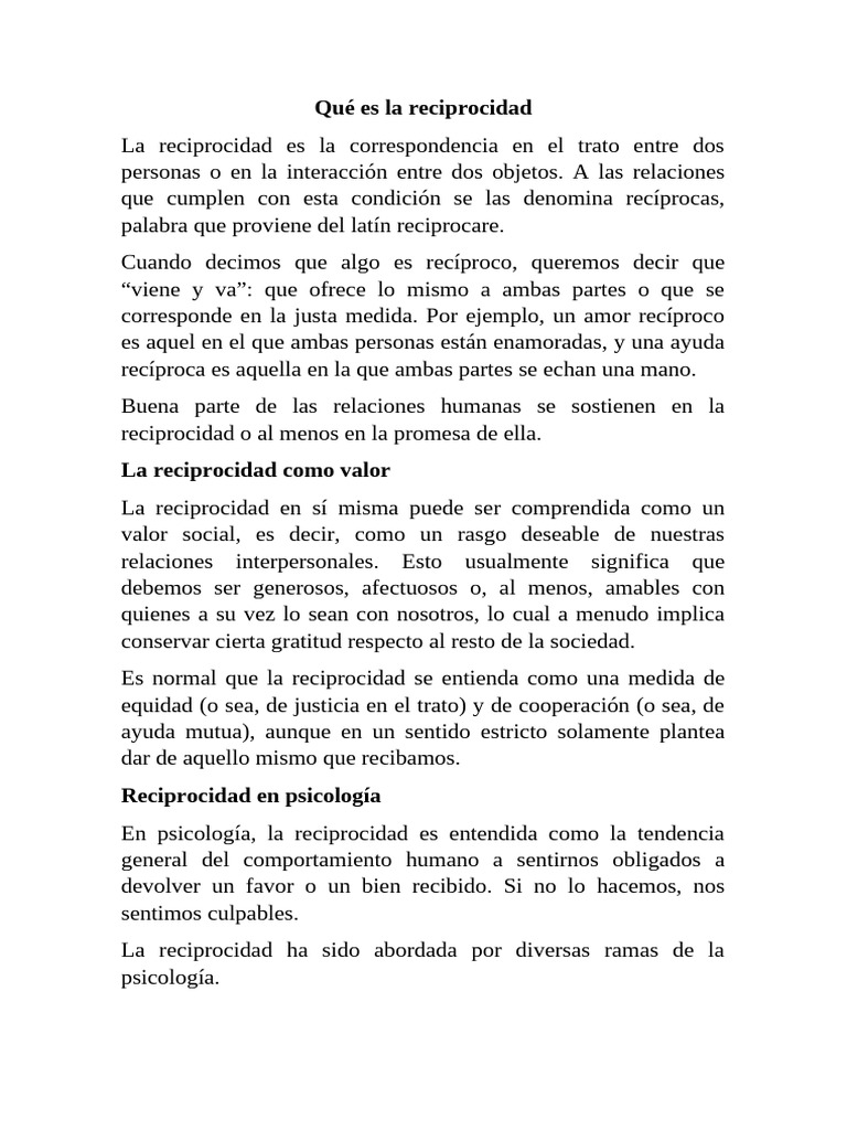 Reciprocidad | PDF | Sicología | Redistribución de ingresos y riqueza