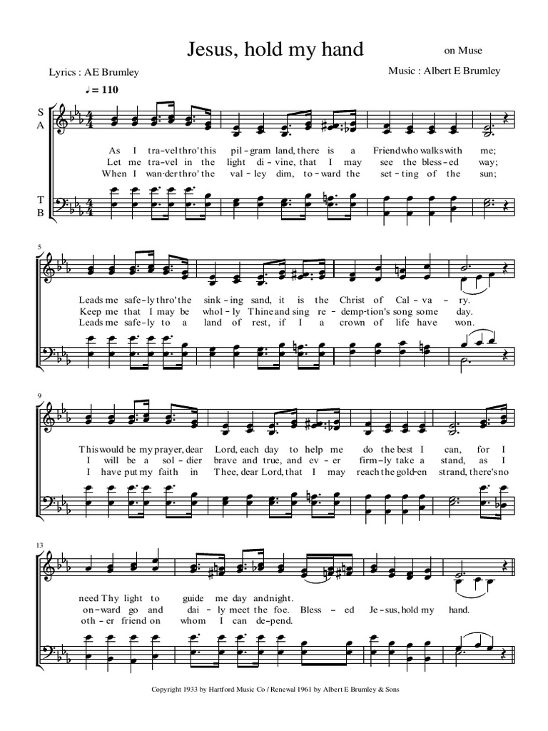 Jesus Hold My Hand - AE Brumley (Eb) (SATB) (EN) | PDF