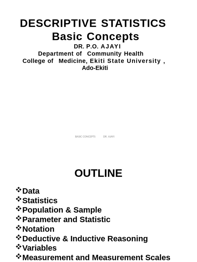 2a.descriptive Statistics-Basic Concepts | PDF | Statistics | Level Of Measurement