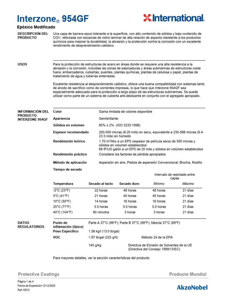 Interzone 954GF TDS SP | PDF | Abrasivo | Epoxy