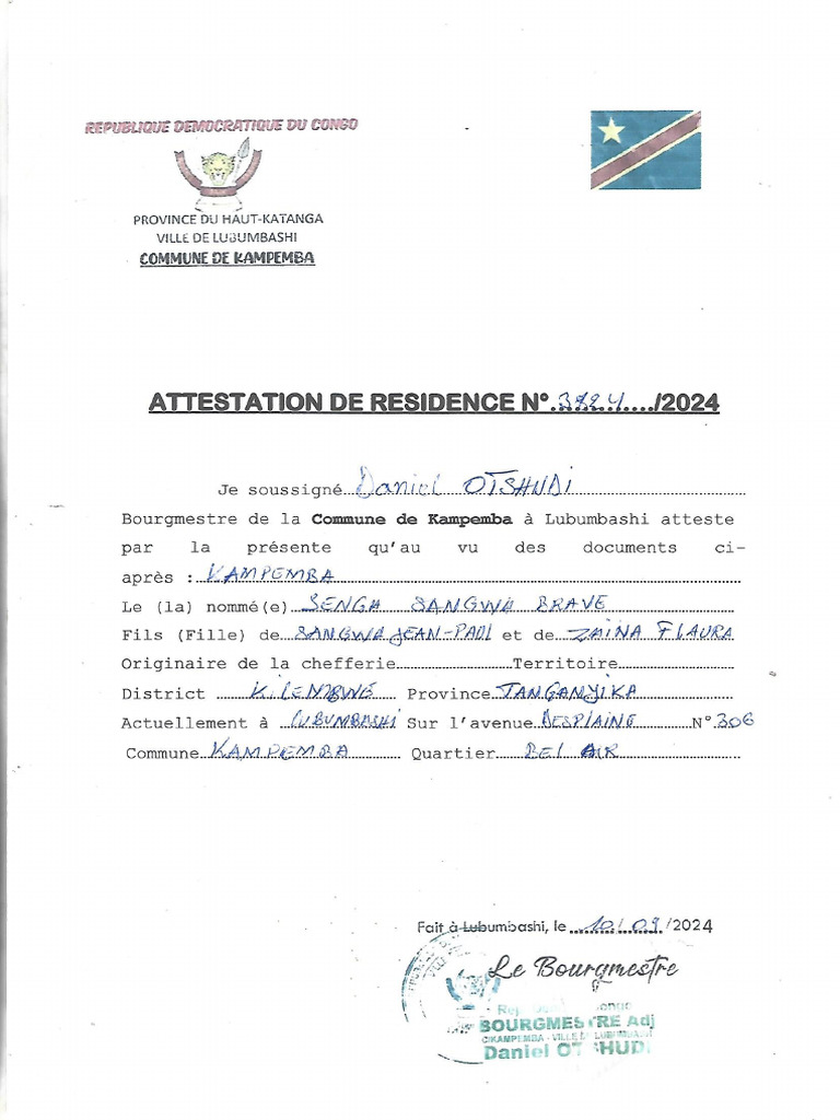 Attestation de Residence - 082035 | PDF