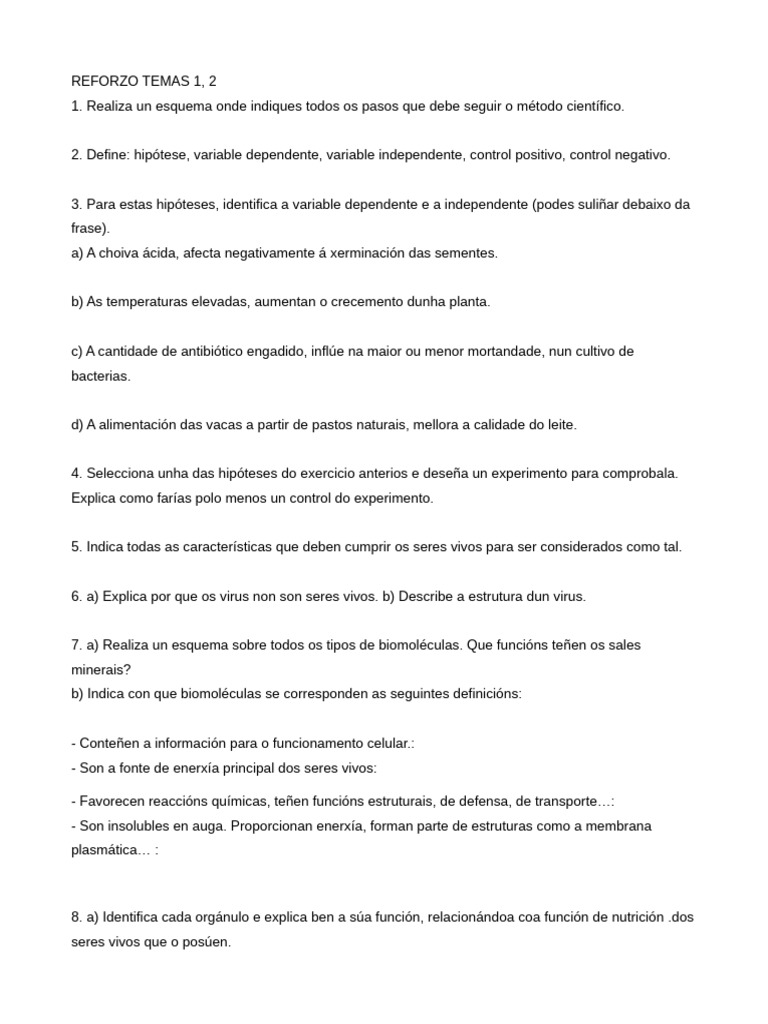 Reforzo Temas 1 - 2 | PDF