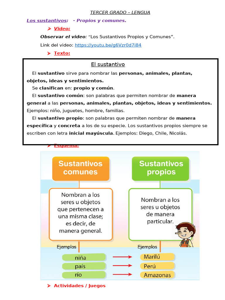 PLATAFORMA - Clase 1- Sustantivos Comunes y Propios | PDF