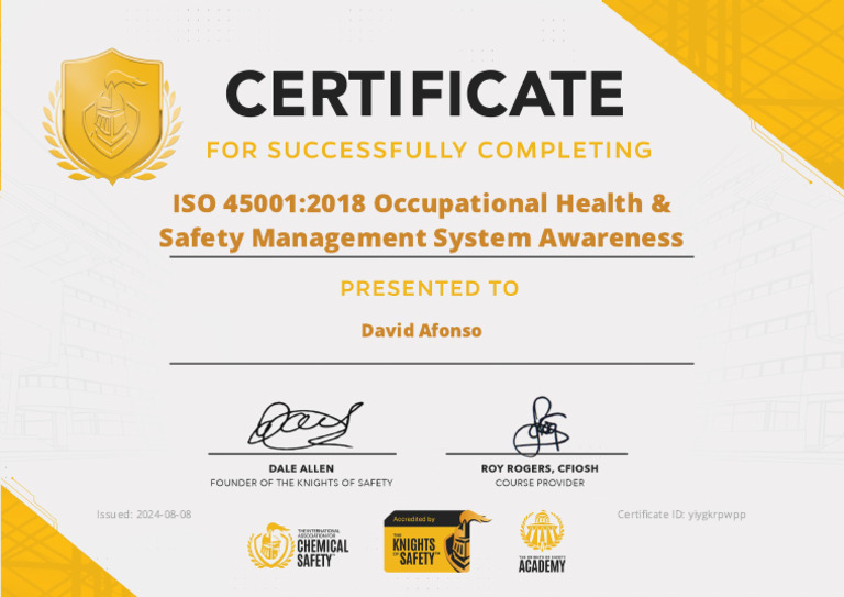 ISO 450012018 Occupational Health & Safety Management System Awareness | PDF