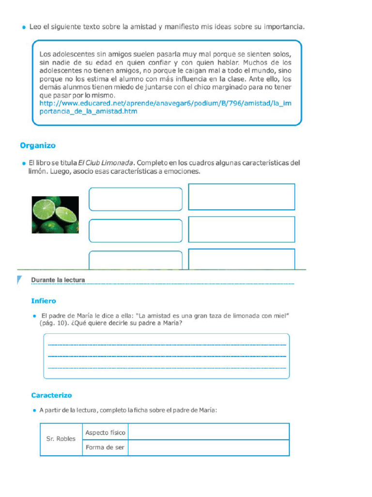 Actividades para El Club Limonada | PDF