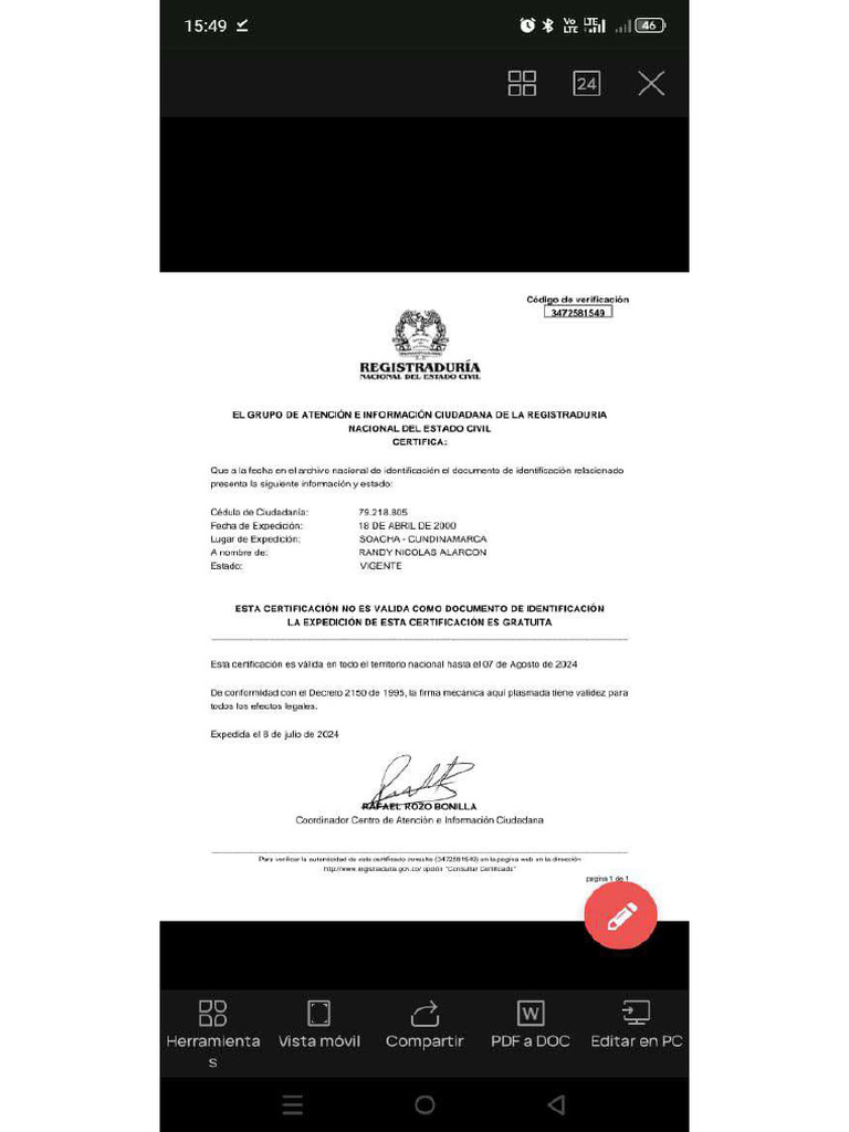 CERTIFICACION Randy | PDF
