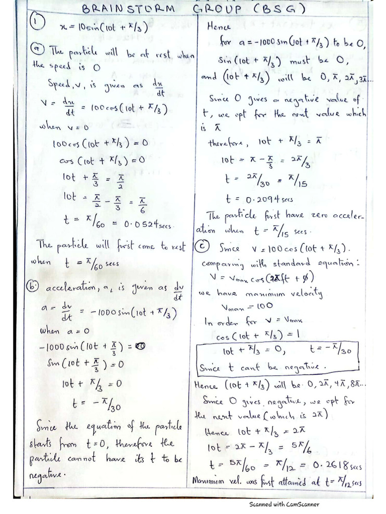 Applied Mechanics SHM Tutorial Questions and Solution | PDF