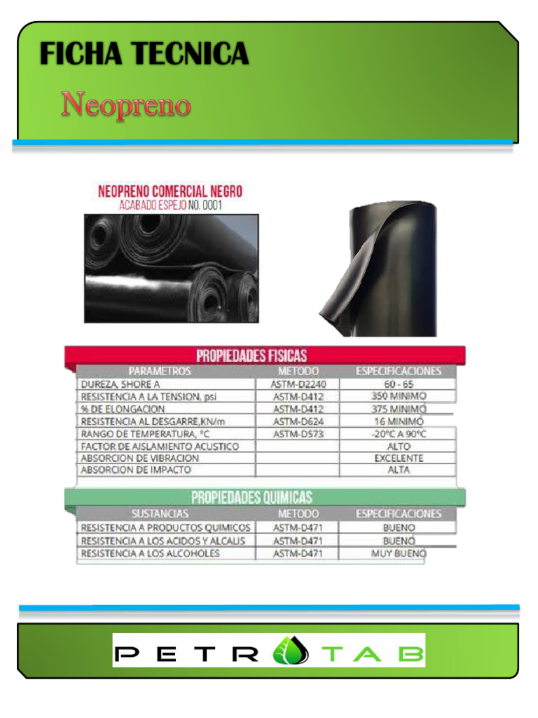 FICHA TECNICA NEOPRENO NEGRO | PDF