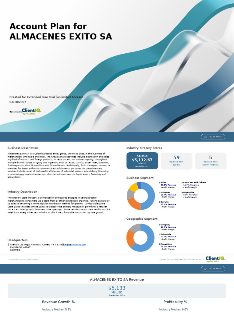 Almacenes Exito SA Business Overview 2023 | PDF | Retail | Grocery Store