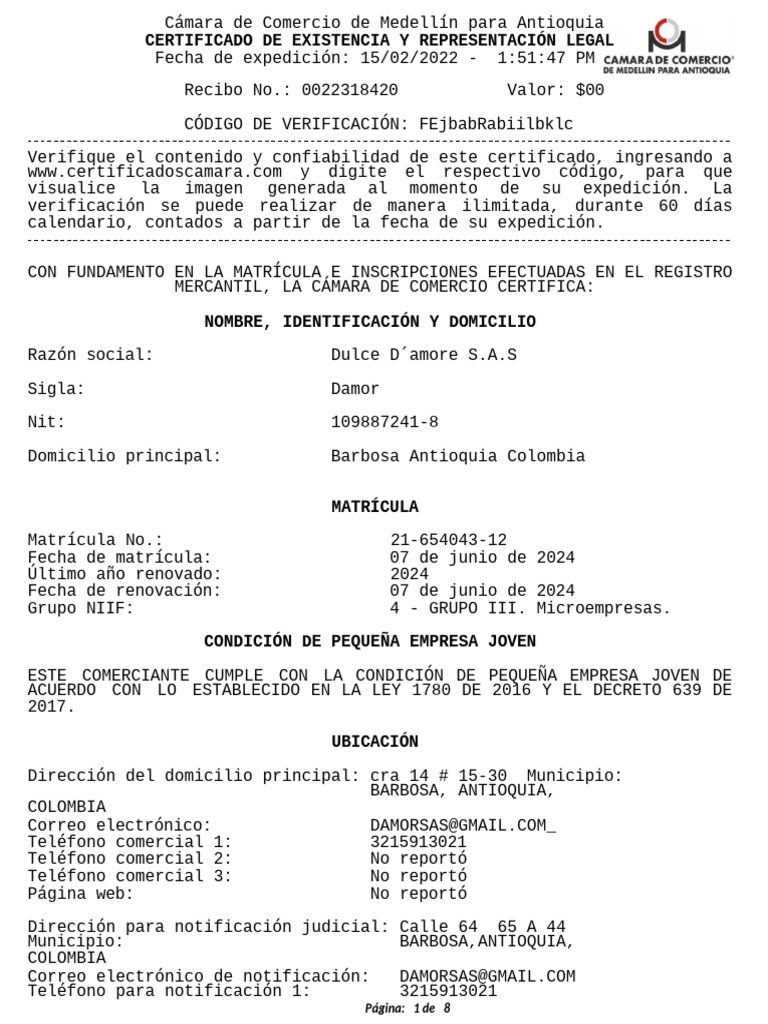 Camara de Comercio 2022 Febrero (1) Leidy | PDF | Sociedad de responsabilidad limitada | Propiedad
